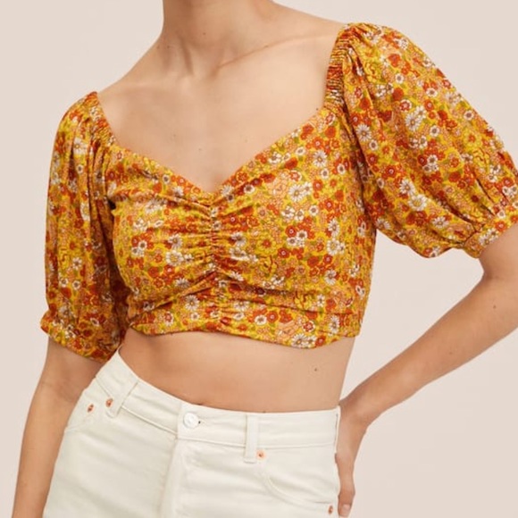 Mango | Tops | Nwot Printed Crop Top Mango | Poshmark
